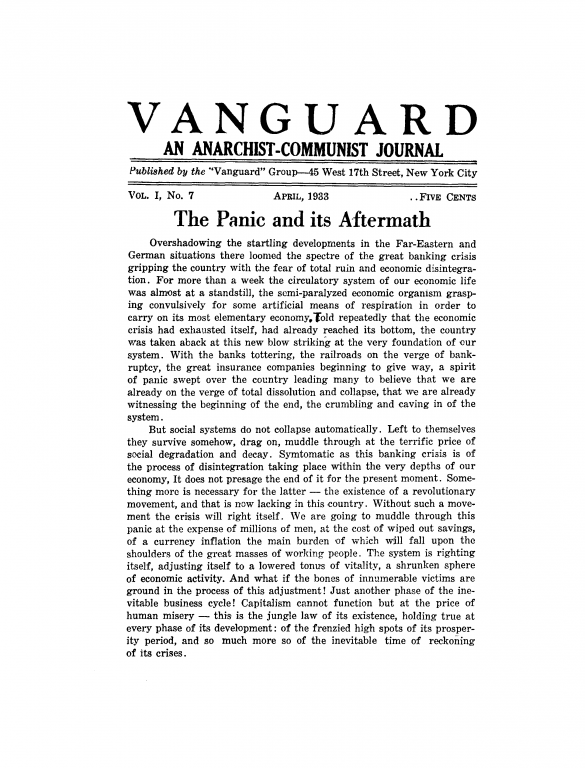 Vanguard (Vol. 1, No. 7, April 1933) | libcom.org
